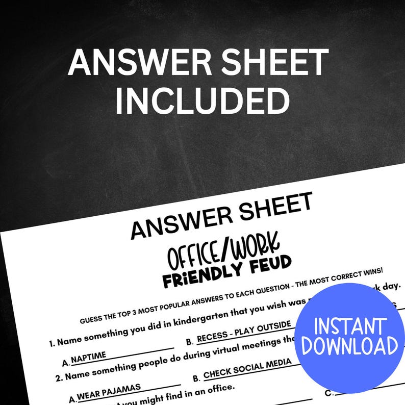 Office Friendly Feud Game, Printable Office Party Game, Easy Friendly ...