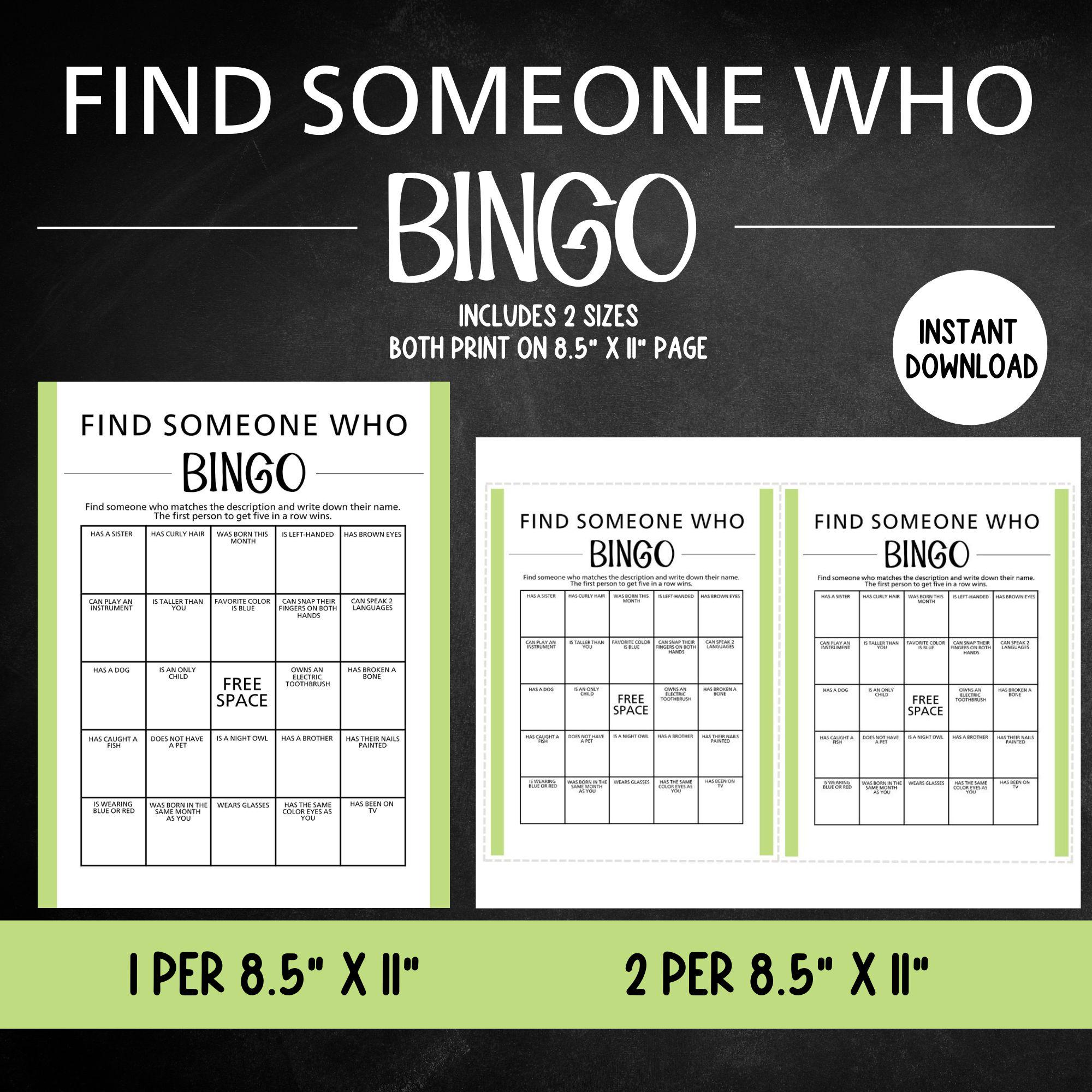 Icebreaker Game, Printable Icebreaker Bingo Find Someone Who, Human ...