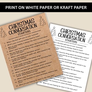 Christmas Conversation Starters, Printable Holiday Icebreaker for Kids ...