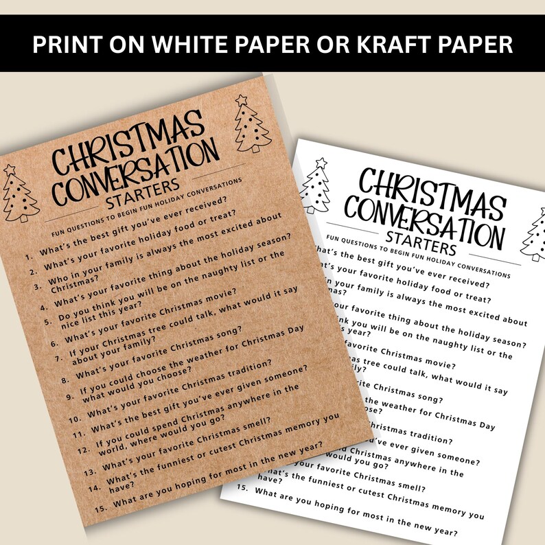 Christmas Conversation Starters, Printable Holiday Icebreaker for Kids ...