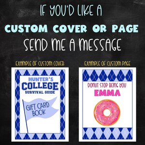 Printable College Gift Card Book, College Care Package, Gift for ...
