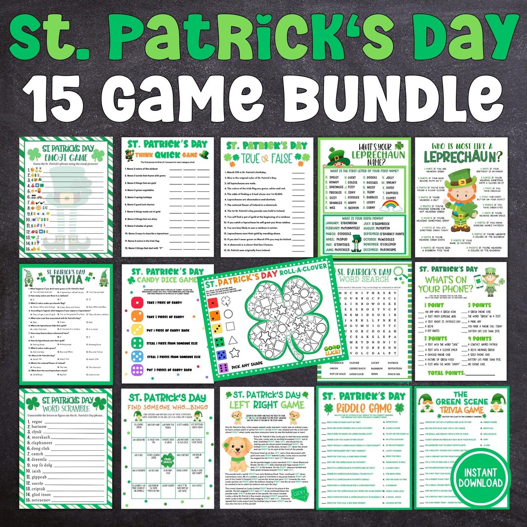 Printable St. Patrick's Day Games Bundle, St. Patrick's Day Games for ...
