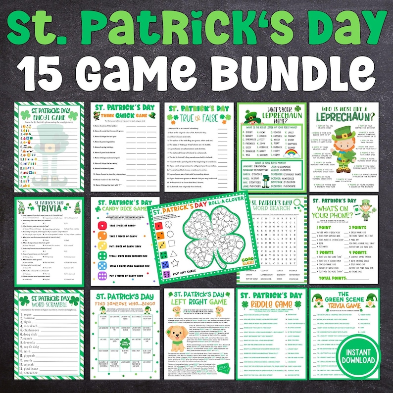 Printable St. Patrick's Day Games Bundle, St. Patrick's Day Games for ...