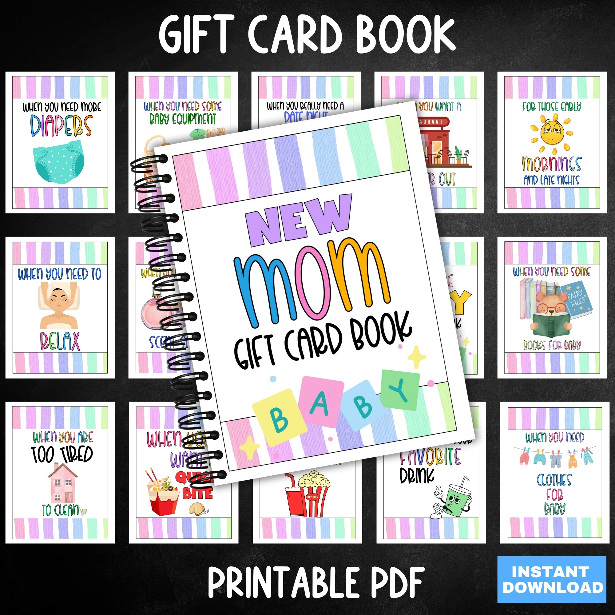 New Mom Gift Card Book, Printable Baby Shower Gift, New Baby Gift Card ...