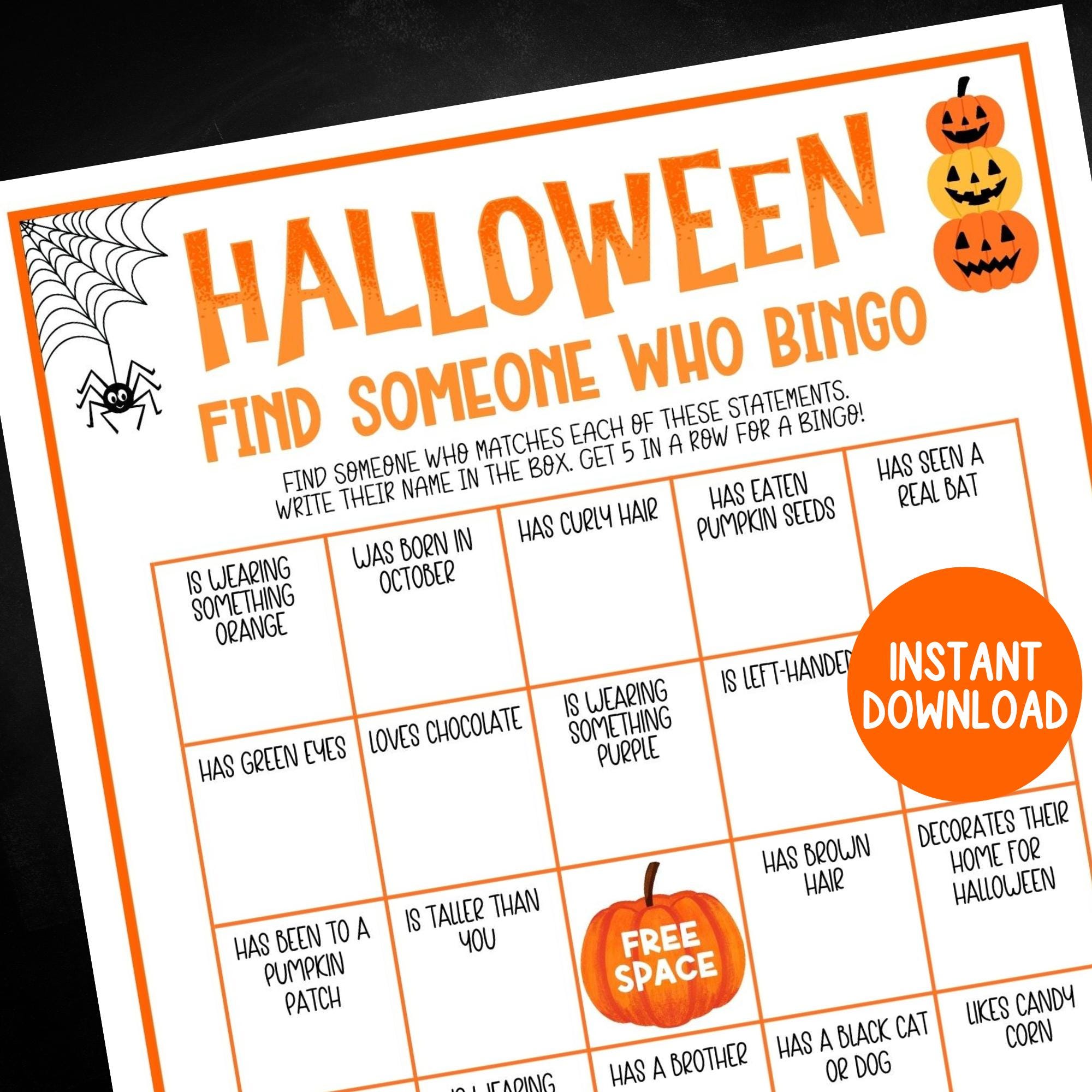 Halloween Game, Printable Halloween Find Someone Who Game, Halloween ...
