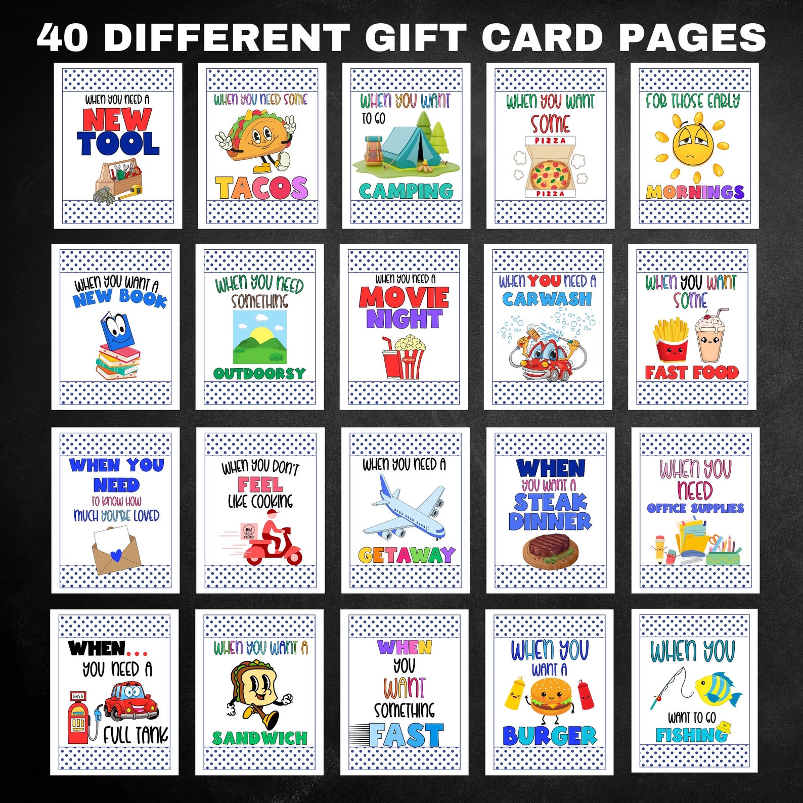 Printable Fathers Day Gift Card Book, Kids Gift for Dad, Fathers Day ...