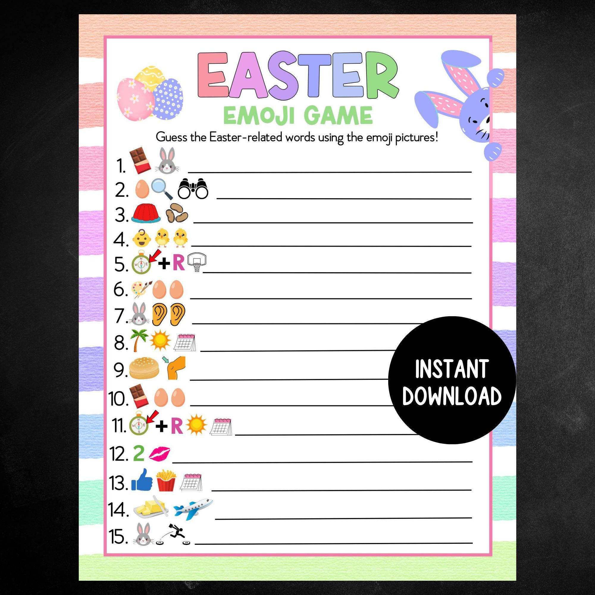 Easter Emoji Game, Printable Easter Game, Easter Activity for Kids and ...