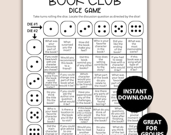 Book Club Dice Game, Printable Reading Group Discussion Questions, Easy ...