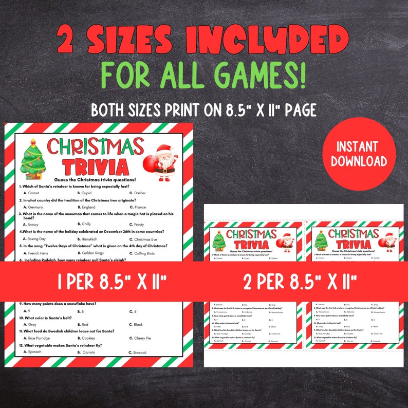 Christmas Game Bundle, Printable Christmas Party Games, Holiday Group ...