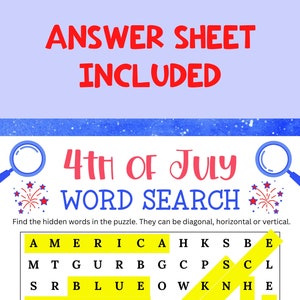 4th of July Game, Printable July 4th Word Search, Independence Day Game ...