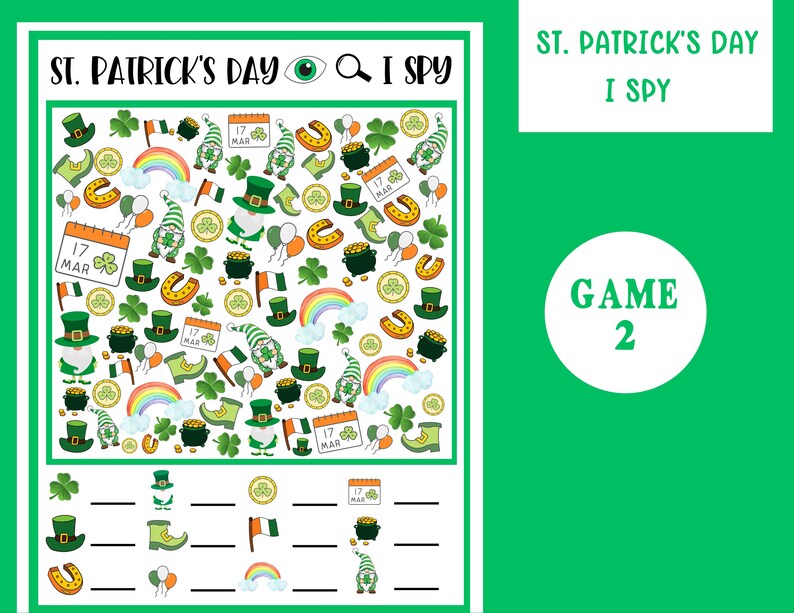 Printable St. Patrick's Day Games Bundle, St. Patrick's Day Games for ...