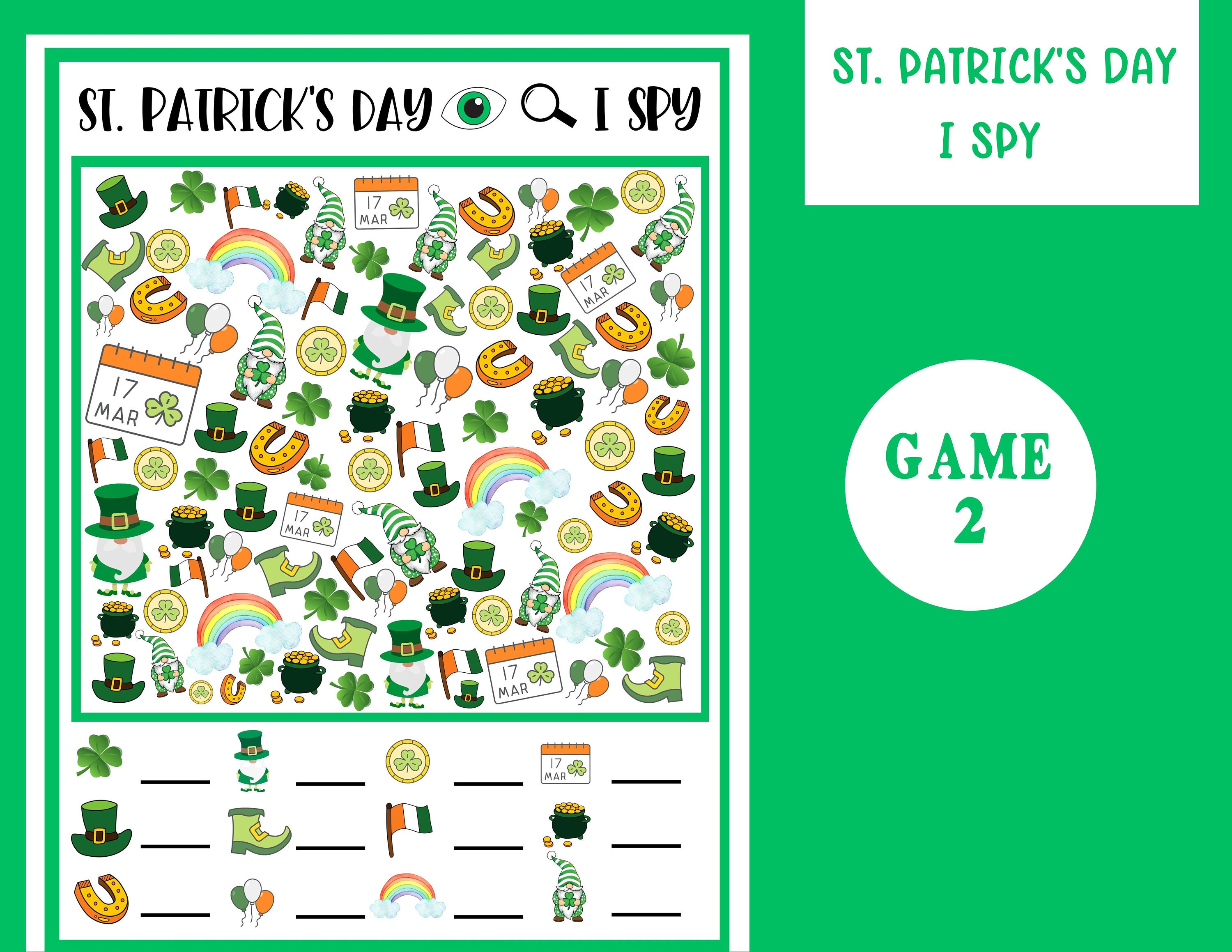 Printable St. Patrick's Day Games Bundle, St. Patrick's Day Games for ...