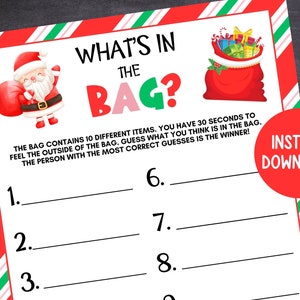 What's in the Bag Christmas Game, Printable Christmas Party Game ...