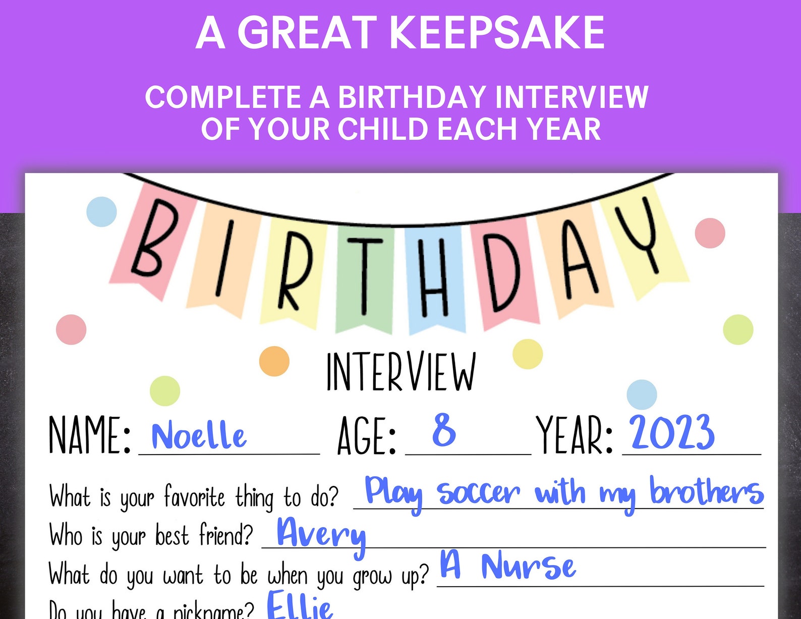 Kids Birthday Interview, Printable Birthday Questionnaire, Kids ...