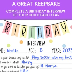 Kids Birthday Interview, Printable Birthday Questionnaire, Kids ...