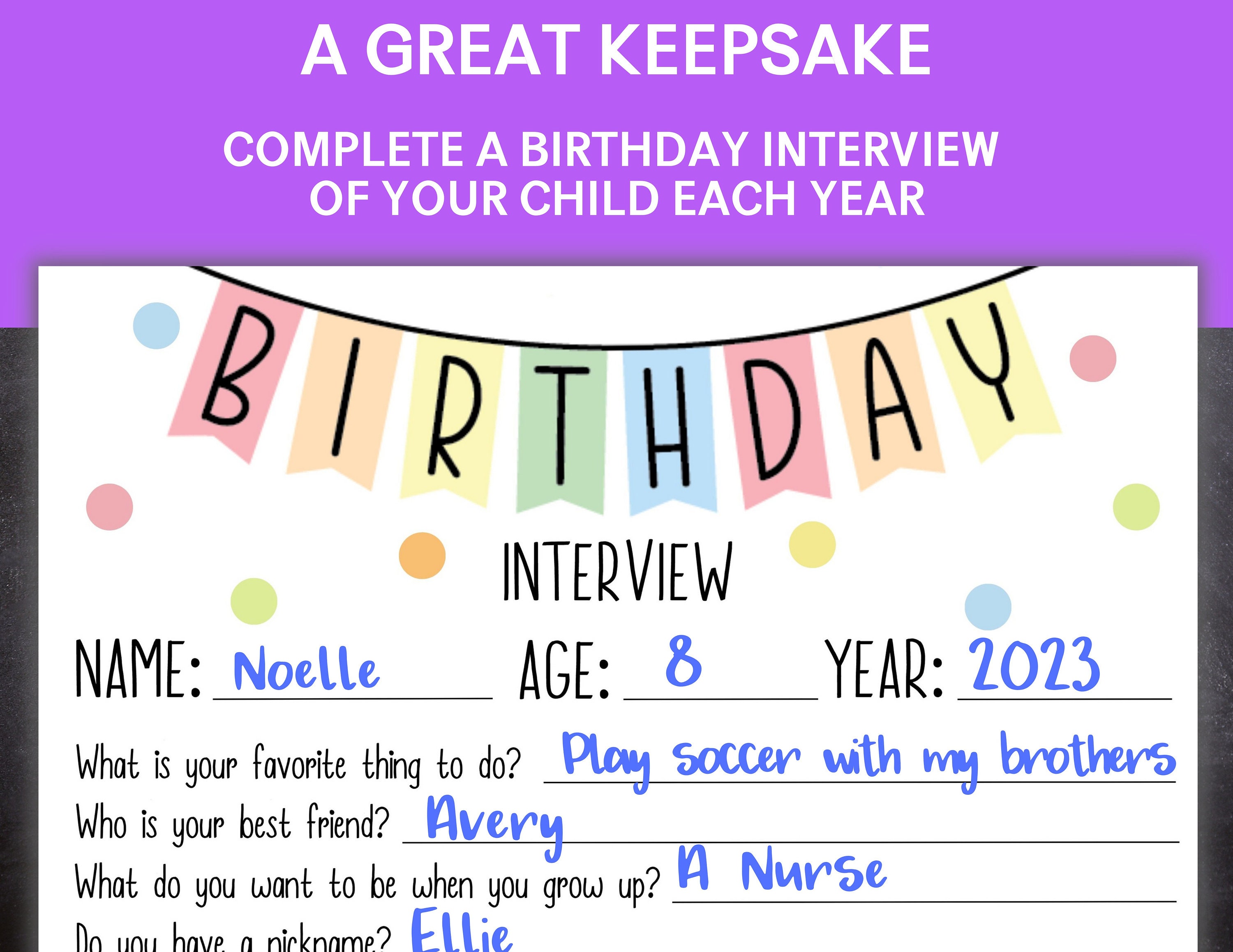 Kids Birthday Interview, Printable Birthday Questionnaire, Kids ...