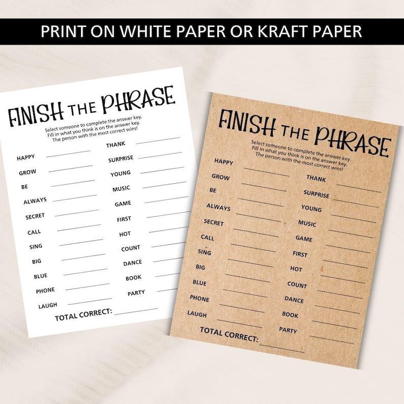 Icebreaker Game, Printable Finish the Phrase Game, Easy Party Starter ...