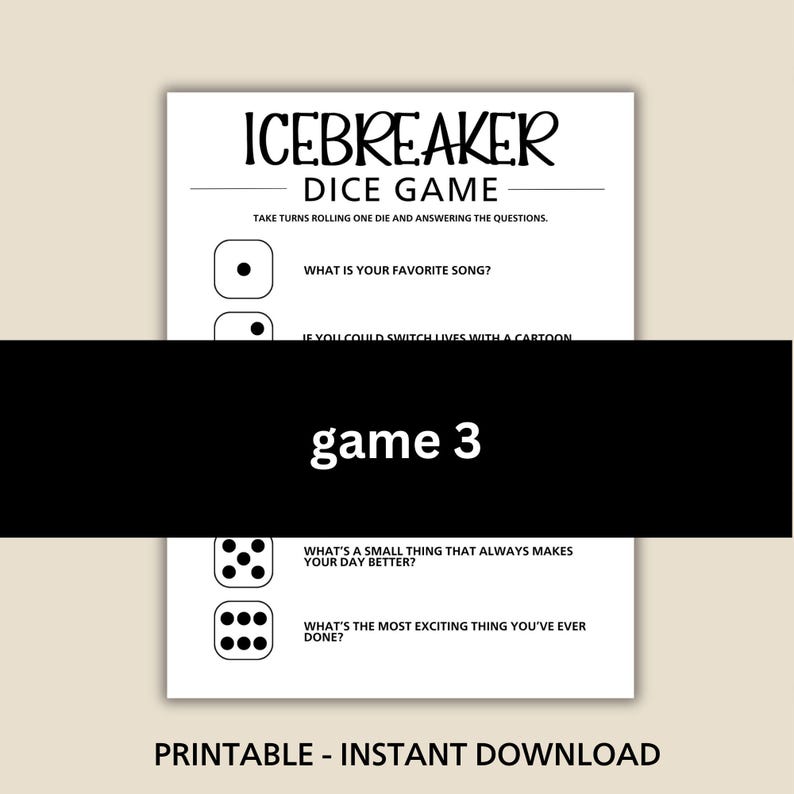 Icebreaker Games Bundle, Printable Conversation Starters, Party Starter ...