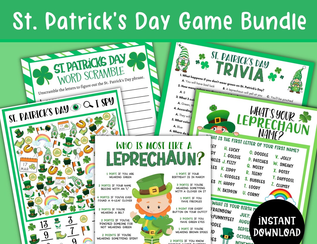 Printable St. Patrick's Day Games Bundle, St. Patrick's Day Games for ...
