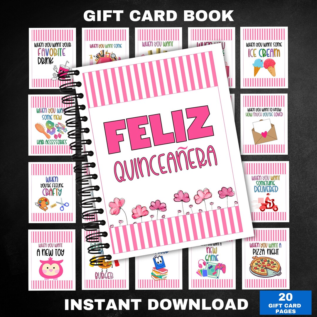 Printable Quinceanera Gift Card Book, Feliz Quinceanera Gift Card Book ...