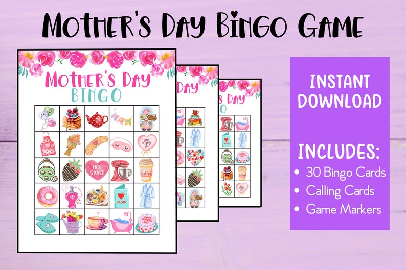 Mother's Day Bingo Game Printable Mother's Day Game - Etsy