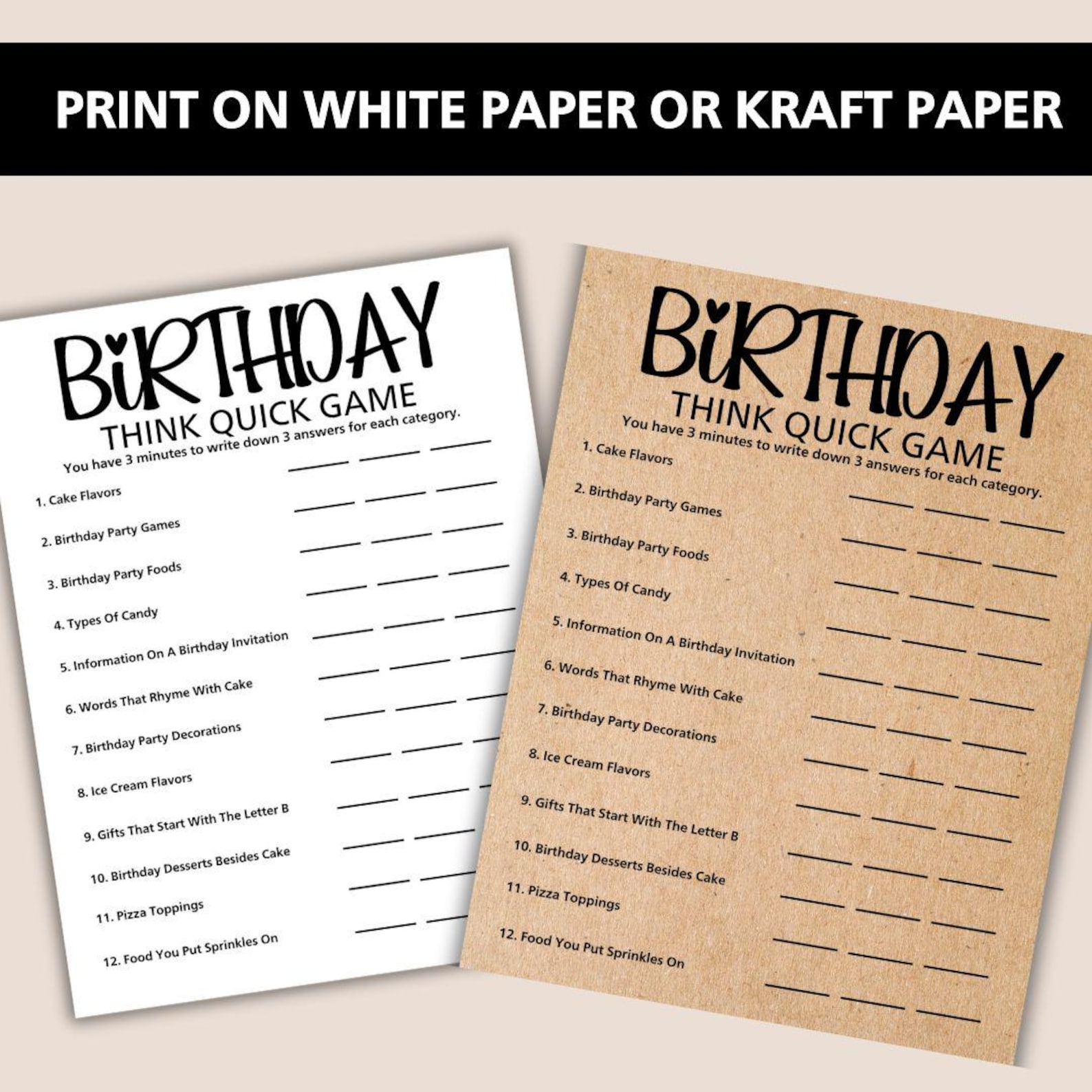 Birthday Party Games, Printable Birthday Game Bundle, Birthday Party ...
