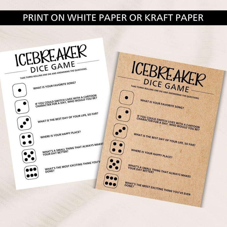 Icebreaker Game, Printable Icebreaker Dice Game, Party Starter Game ...