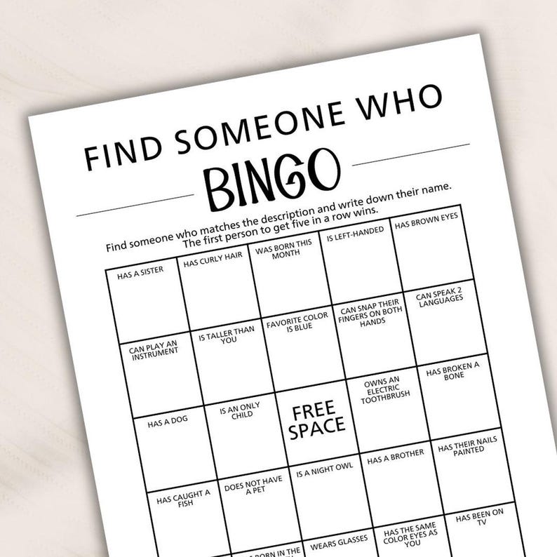 Icebreaker Game, Printable Icebreaker Bingo Find Someone Who, Human ...