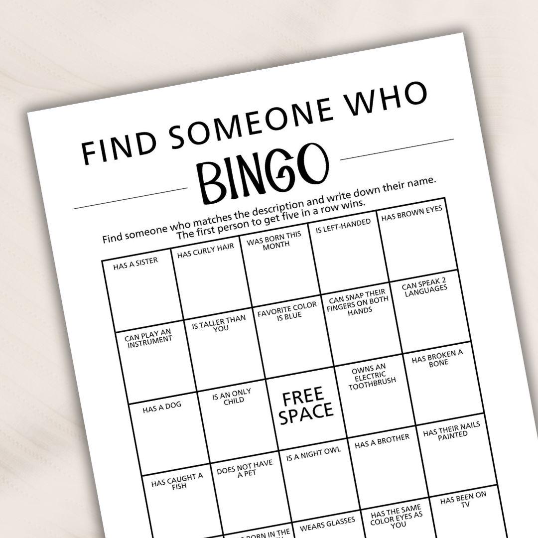 Icebreaker Game, Printable Icebreaker Bingo Find Someone Who, Human ...
