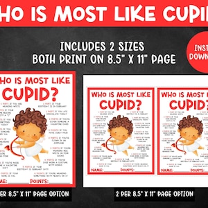 Who is Most Like Cupid Game, Printable Valentines Game, Valentines Day ...