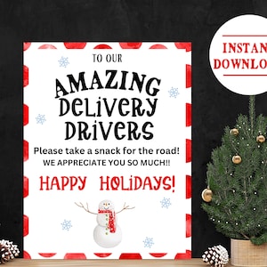Delivery Driver Snack Sign, PRINTABLE, Delivery Driver Snack Printable ...