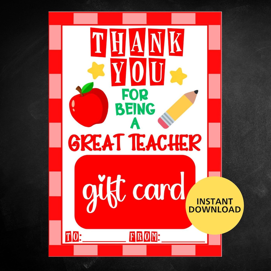 Teacher Thank You Gift Card Holder, Printable Teacher Appreciation Week ...