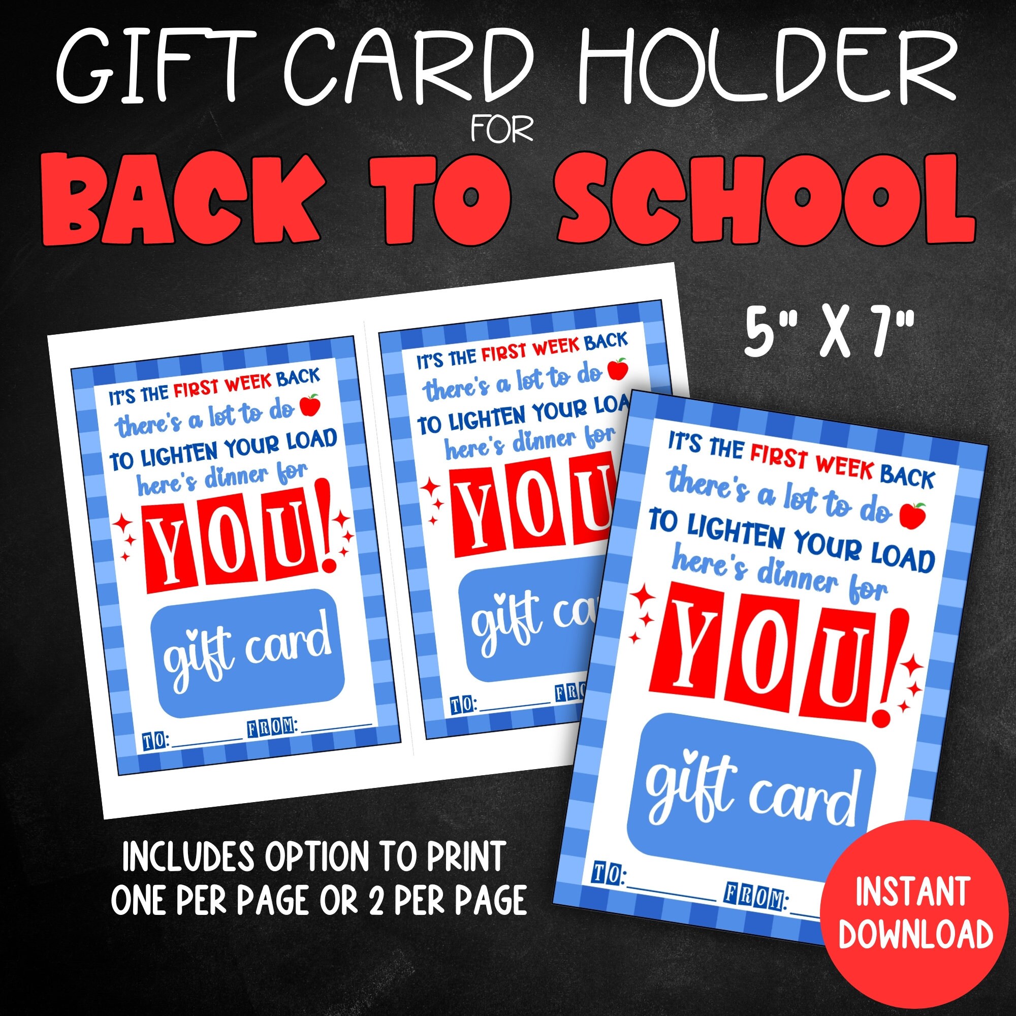 Printable Back to School Gift Card Holder, Meet the Teacher Gift, First ...