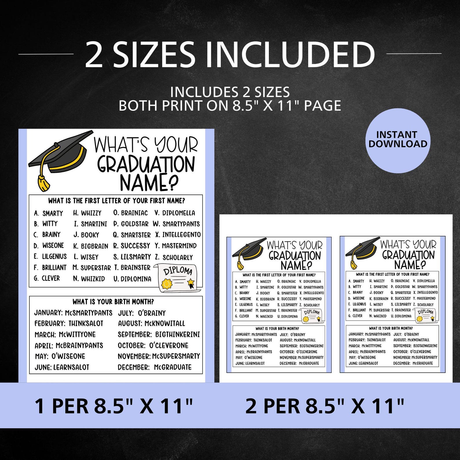 Graduation Name Game WITH Name Tags & Sign, Graduation Party Game ...