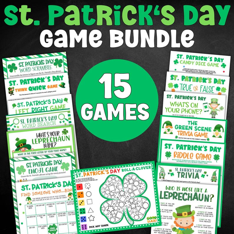 Printable St. Patrick's Day Games Bundle, St. Patrick's Day Games for ...