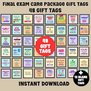 Final Exam Survival Kit Gift Tags, Printable College Care Gift Tags ...
