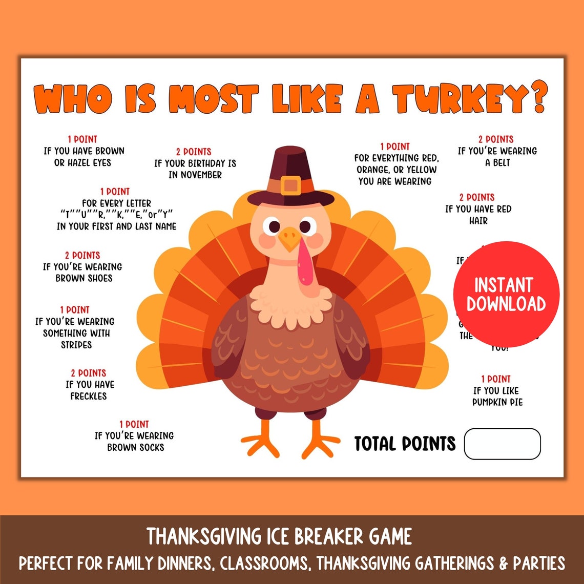 Printable Thanksgiving Game, Classroom Game for Thanksgiving, Office ...