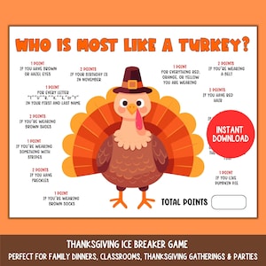 Printable Thanksgiving Game, Classroom Game for Thanksgiving, Office ...