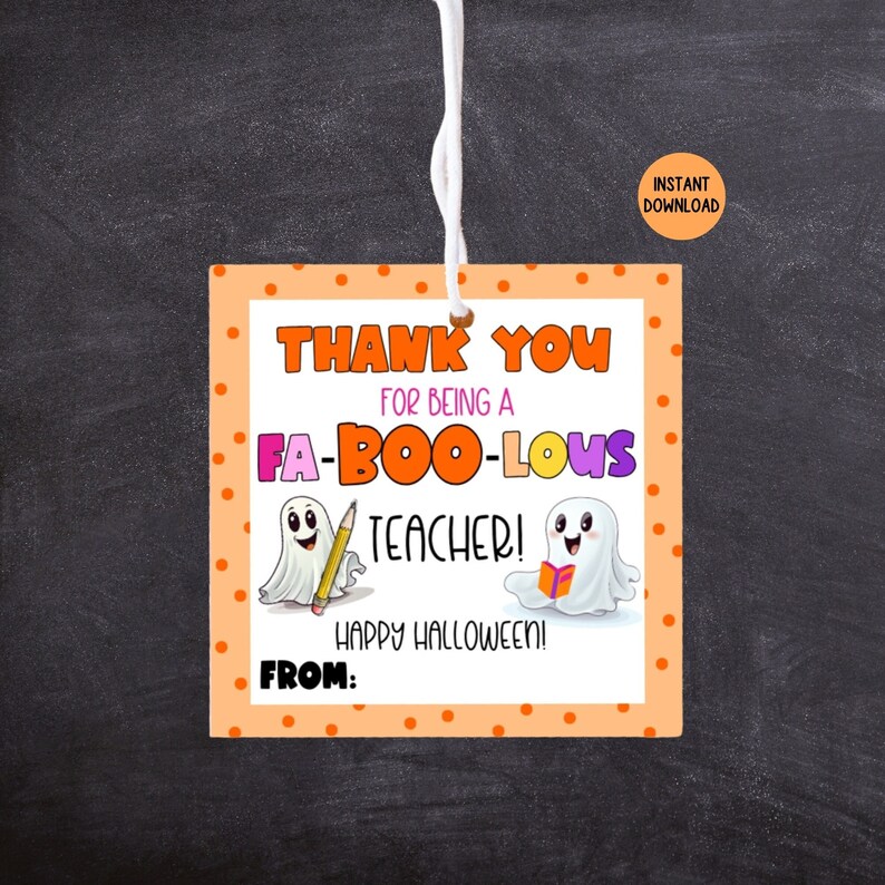 Halloween Gift Tags for Teachers, Printable Halloween Tags, Teacher ...
