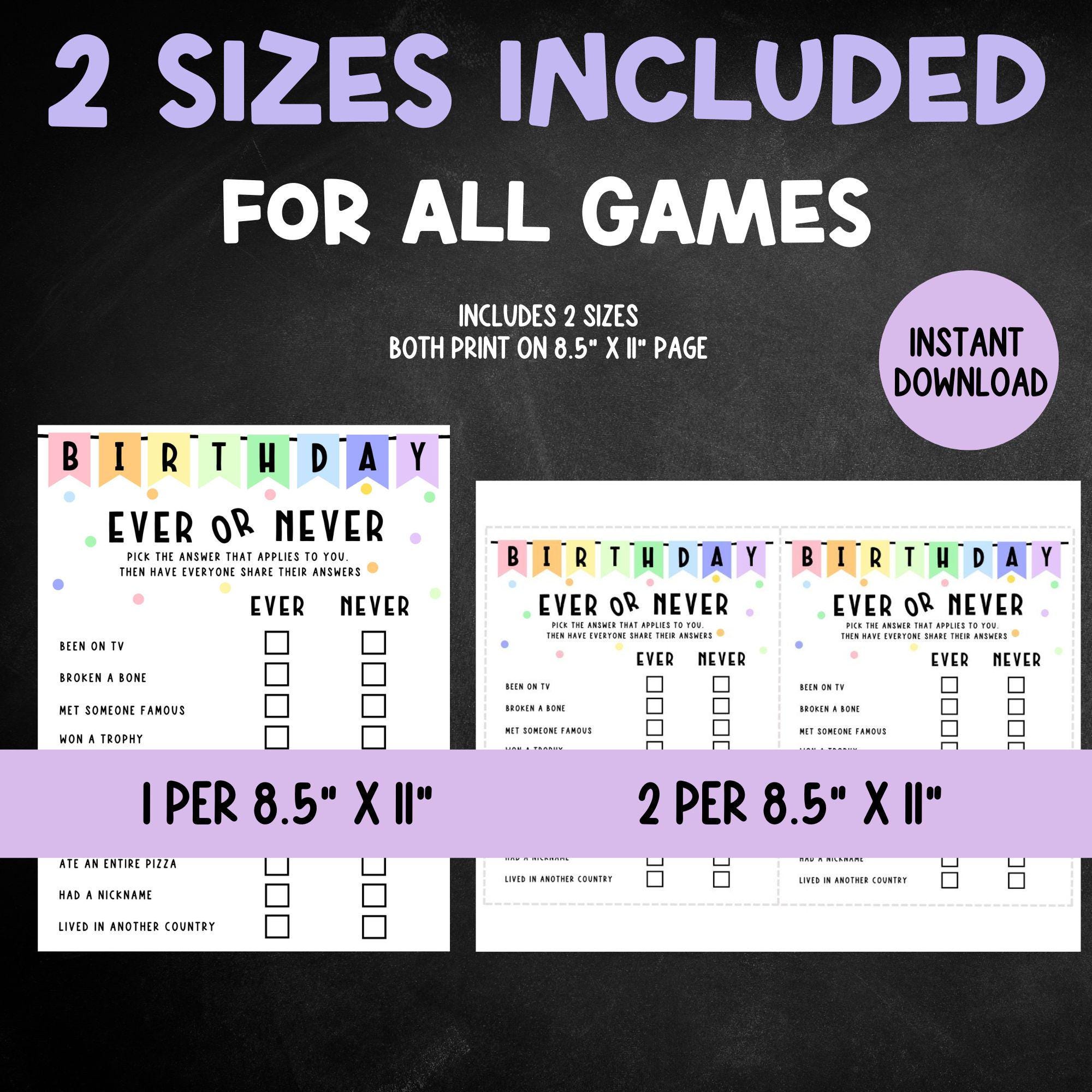 Birthday Party Games, Printable Pastel Birthday Game Bundle, Birthday ...