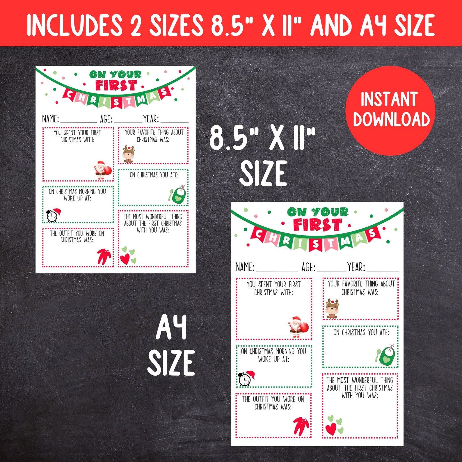 Baby's First Christmas Form, Printable Christmas Keepsake for Baby ...