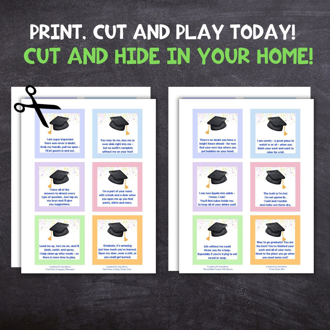 Graduation Scavenger Hunt, Printable Indoor Graduation Treasure Hunt ...