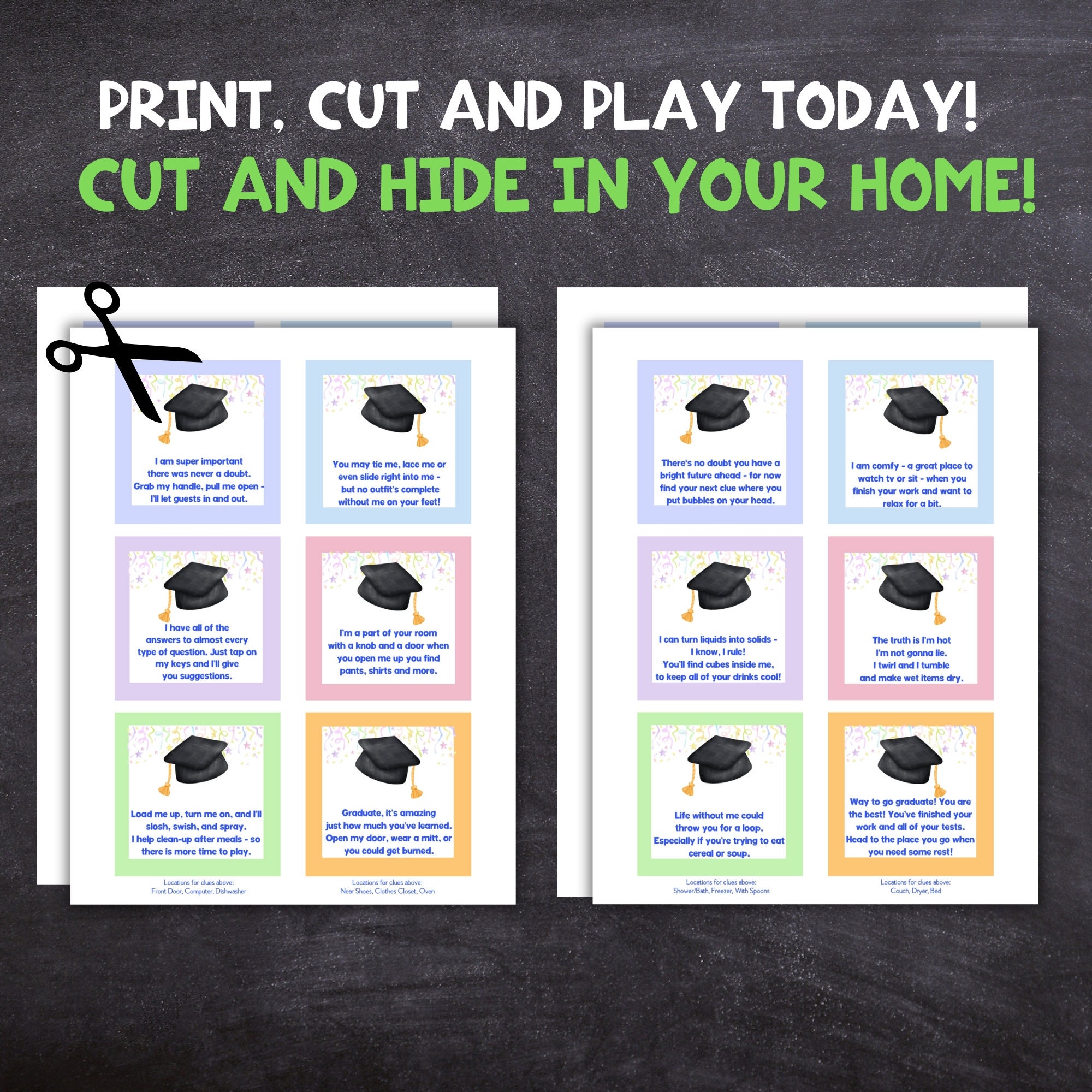 Graduation Scavenger Hunt, Printable Indoor Graduation Treasure Hunt ...