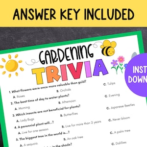 Gardening Trivia Game, Printable Spring Activity for Adults and Kids ...