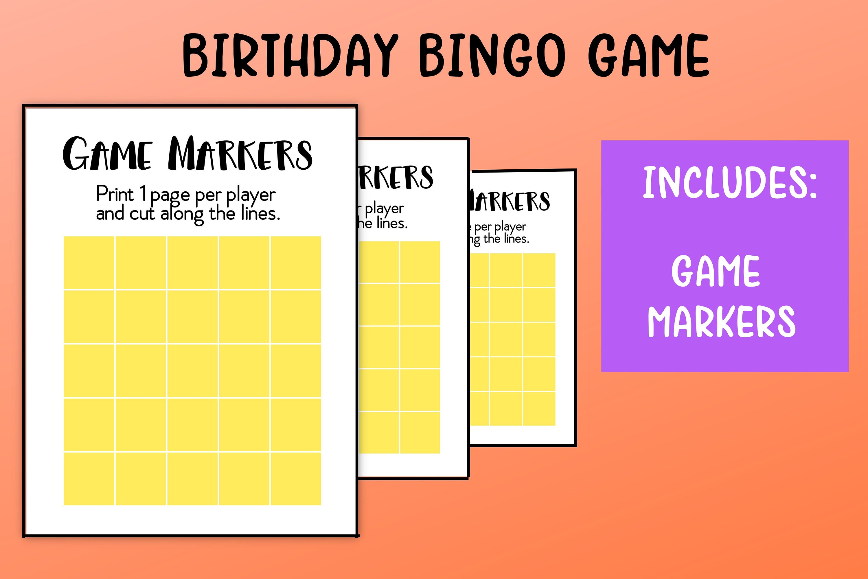 Birthday Bingo Kids Bingo Game Printable Birthday Party Bingo Kids