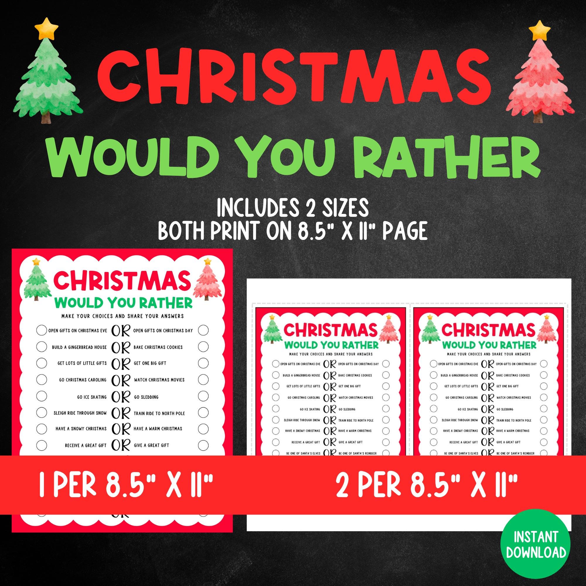 Christmas Icebreaker Game, Printable Would You Rather Game, Christmas ...