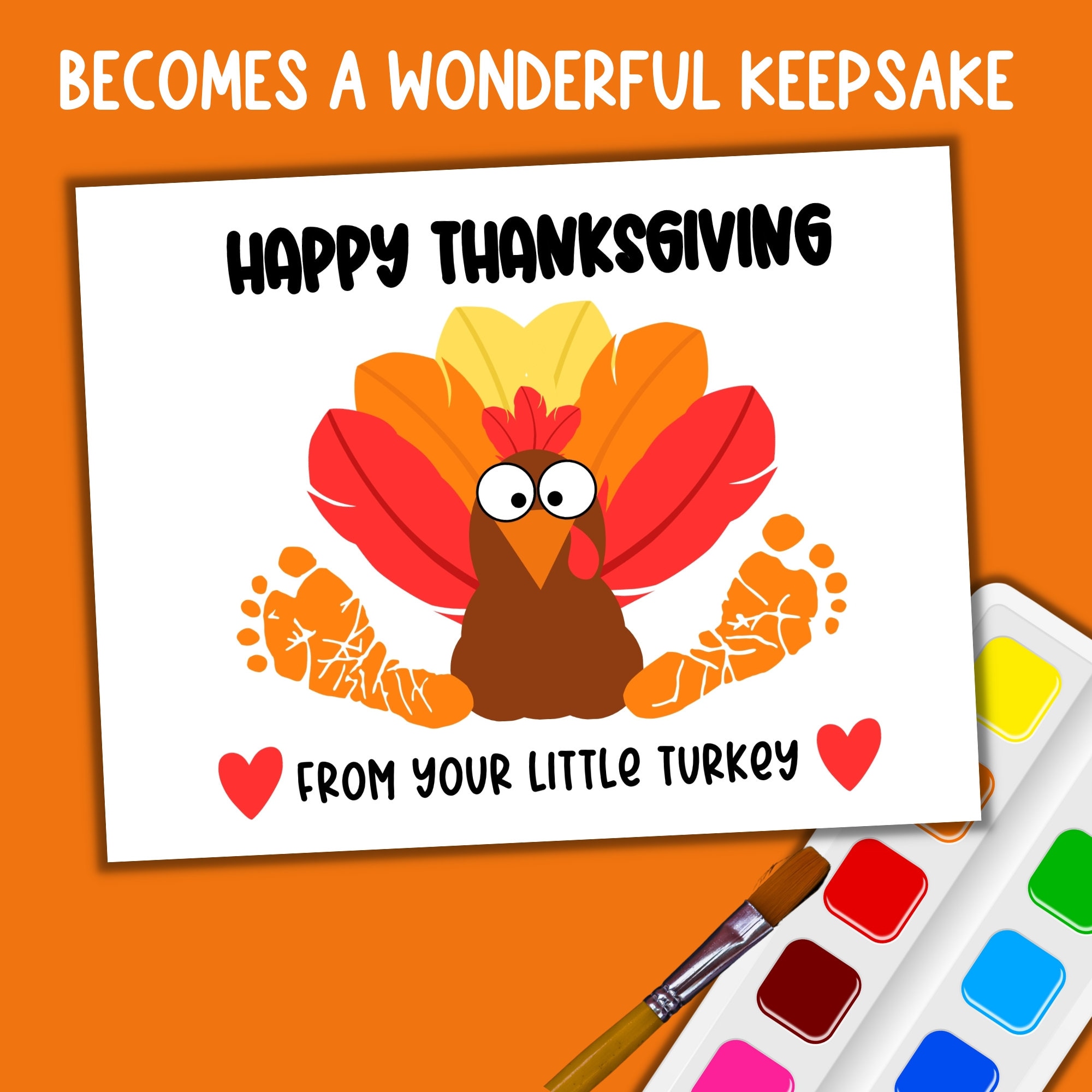 Turkey Footprint Craft, Printable Thanksgiving Kids and Baby Keepsake ...
