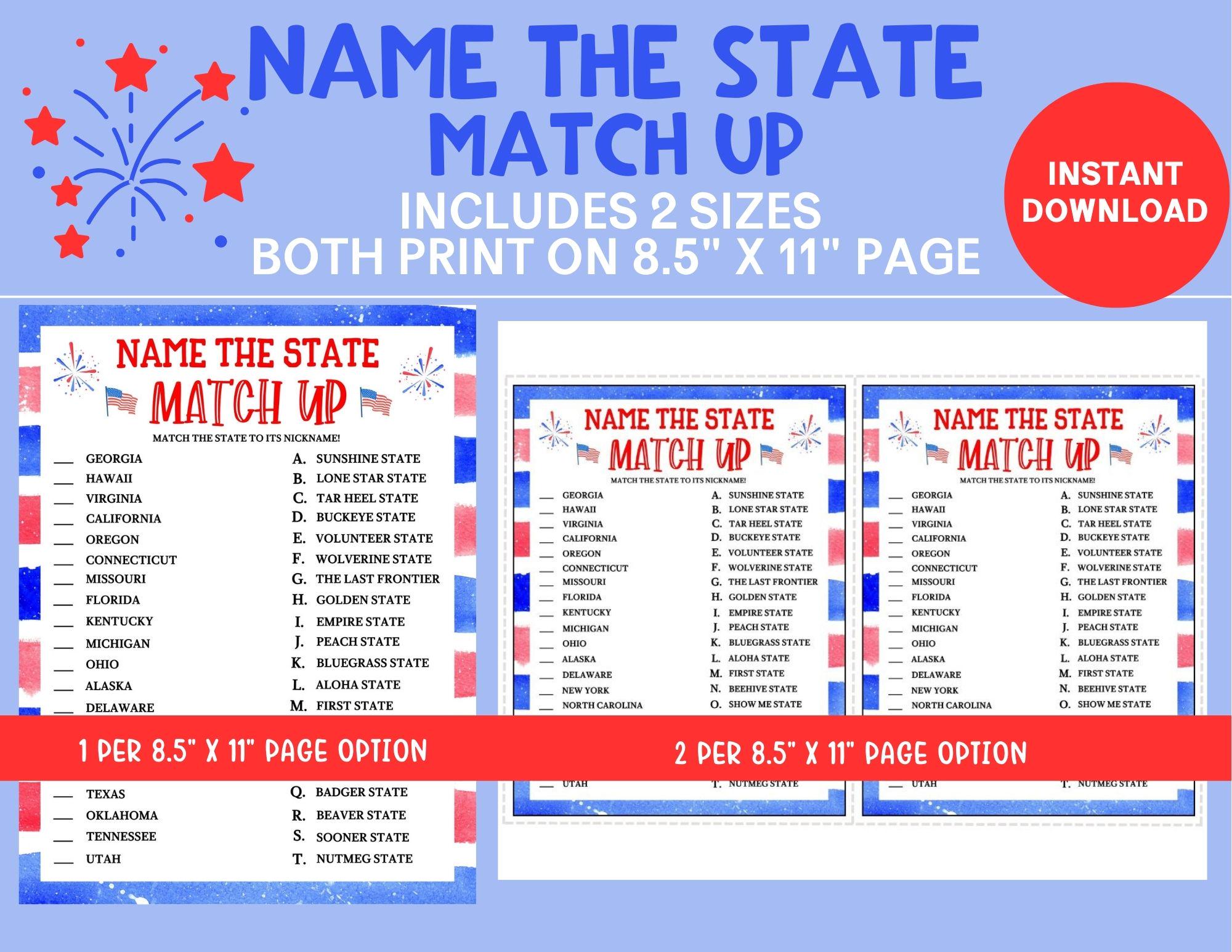 4th of July Game, Printable Name the State Game, USA States Quiz, US ...