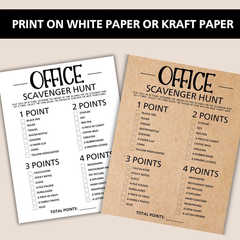 Office Scavenger Hunt, Printable Office Party Game, Team Building Game ...