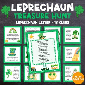 Leprechaun Treasure Hunt, Printable St. Patricks Day Treasure Hunt ...